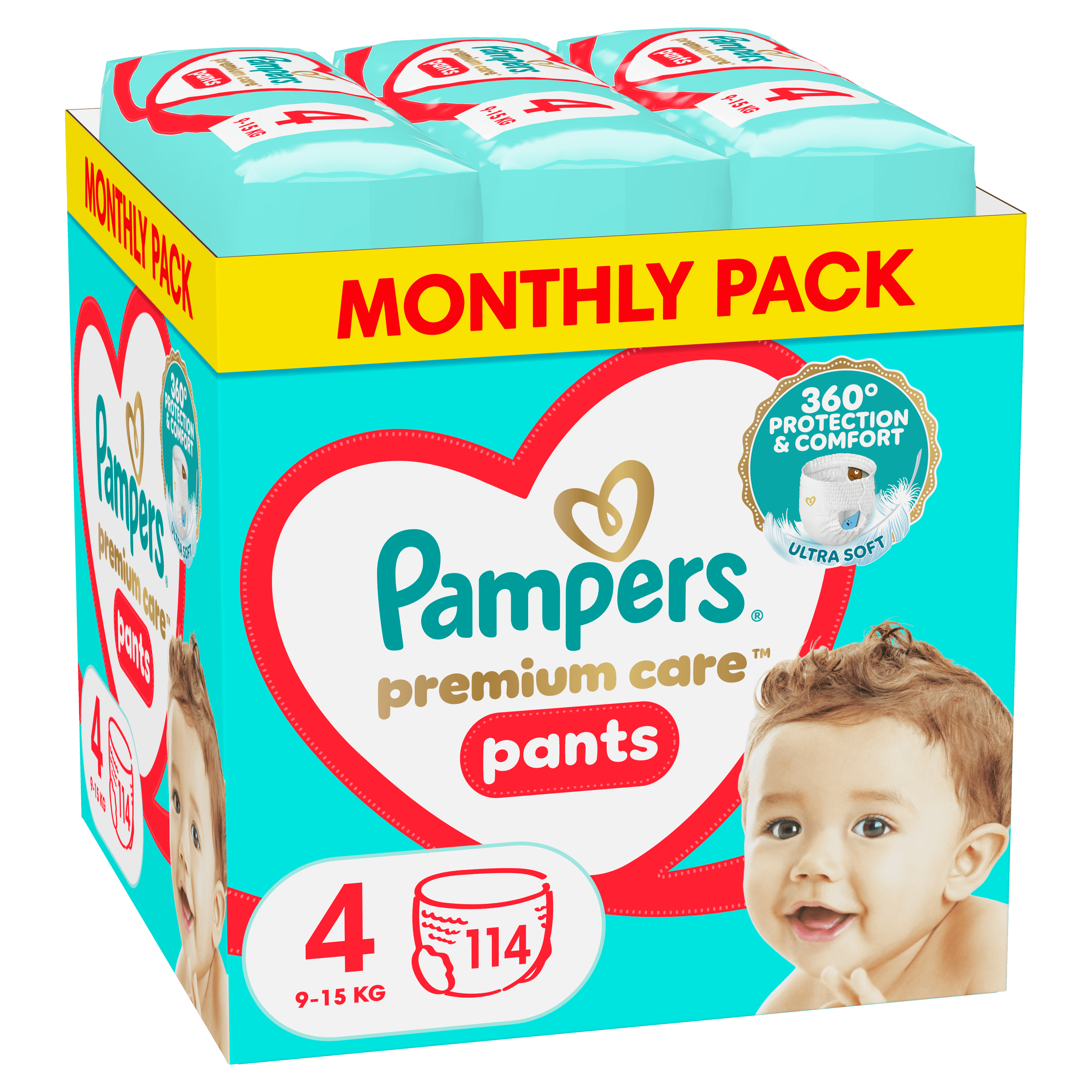 Pampers Premium Care Pants Πάνα-Βρακάκι Μέγεθος 4 (9kg-15kg) - 114 ...