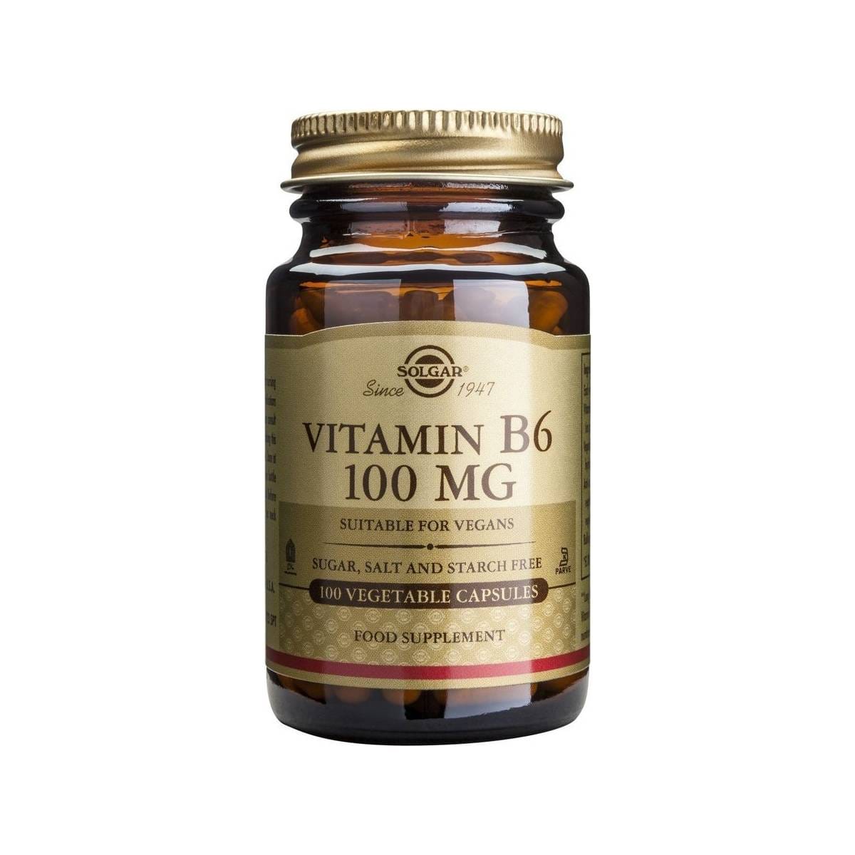 Solgar Vitamin B6 100mg 100 Φυτικές Κάψουλες | onpharm.gr